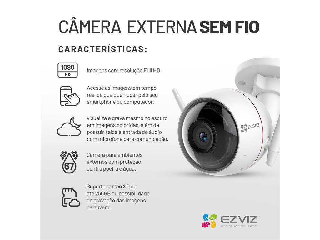 Camera Ezviz Residencial Wifi Ip Externa Full Hd 1080p Cs-C3n-B0 ...