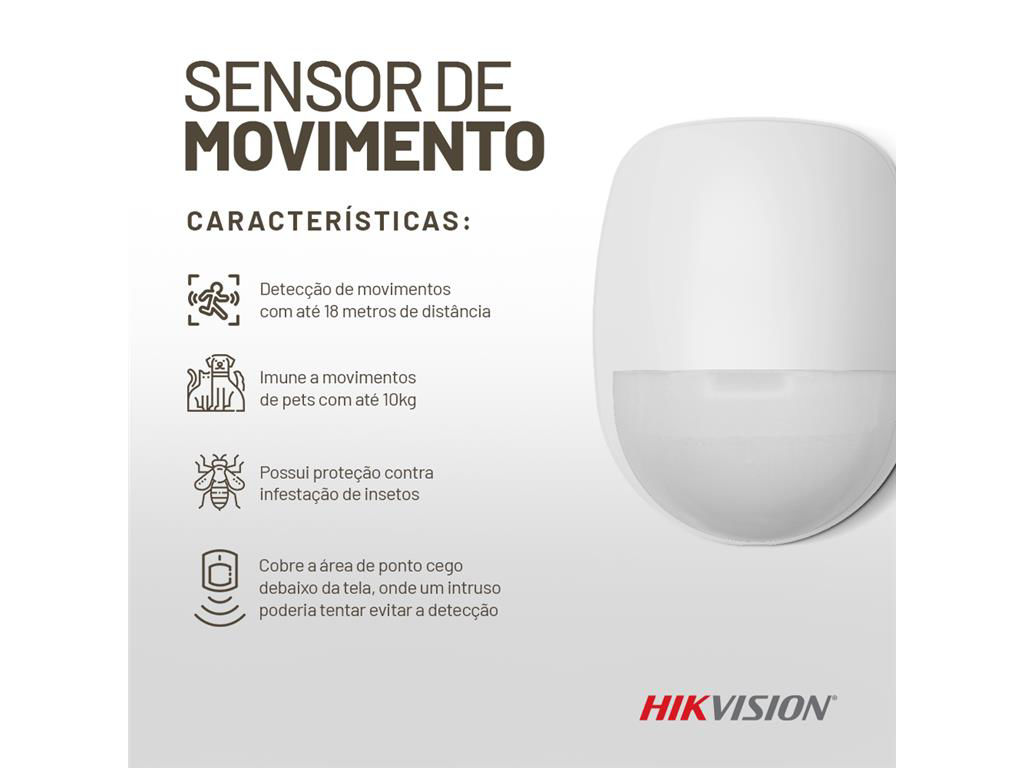 Sensor de Alarme com Fio Pet Hikvision Ds-Pdp18-Eg2 (Superior Ao ...